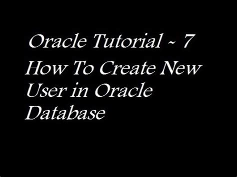 How To Create New Users In Oracle Database YouTube
