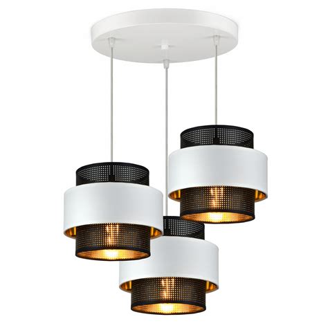 Lampa Wisząca Żyrandol GLAMOUR Biała Czarna Złota Lampa Plafon 960 EZ3