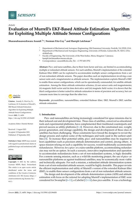 pdf evaluation of murrell s ekf based attitude estimation algorithm for exploiting multiple