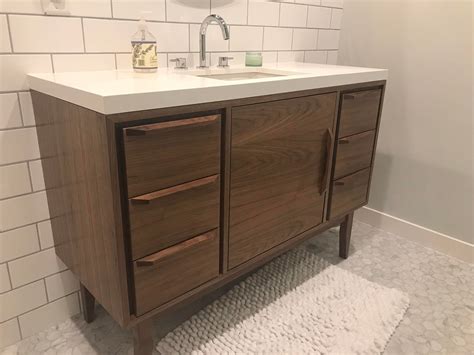 48 Mid Century Style Bathroom Vanity Cabinet In Walnut Etsy Custom