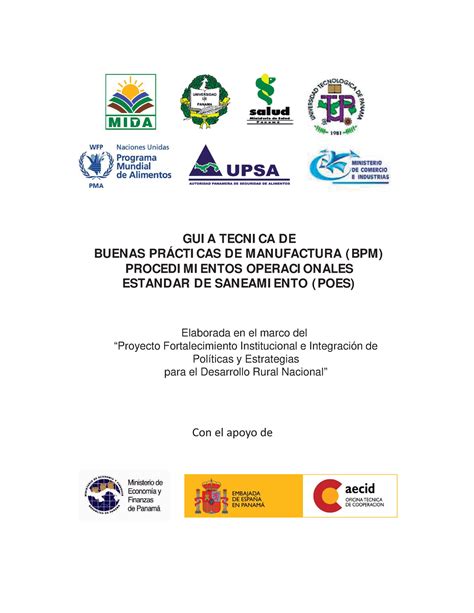 Guia Tecnica De Buenas Practicas De Manufactura GUI A TECNI CA DE