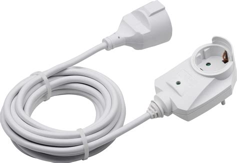 Meister Schutzkontakt Verlängerung mit Zusatzstecker 5 m Kabel weiß