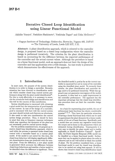 pdf iterative closed loop identification using linear functional model