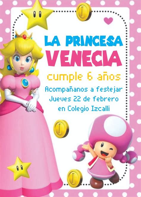 Invitacion Princesa Peach En 2024 Invitaciones Digitales