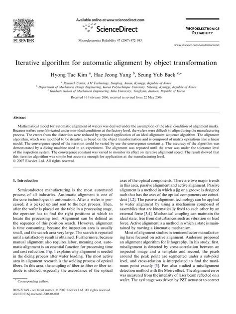 pdf iterative algorithm for automatic alignment by object transformation dokumen tips