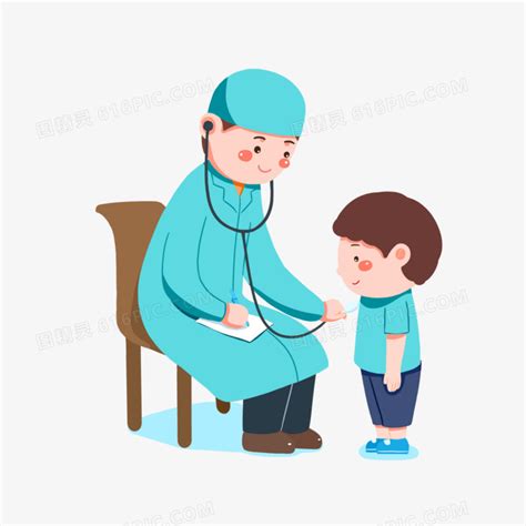卡通医生听儿童心跳检查元素图片免费下载 PNG素材 编号vj9inmxyw 图精灵