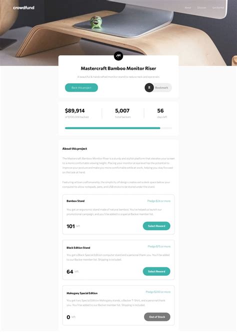 frontend mentor crowdfunding product page using tailwind css coding challenge solution