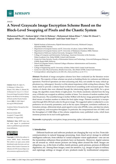 pdf a novel grayscale image encryption scheme based on the block level swapping of pixels and