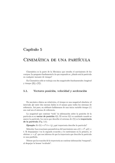 Cinemática de una partícula Capítulo 5 Cinemática de una partícula