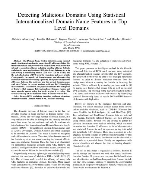 pdf detecting malicious domains using statistical internationalized domain name features in