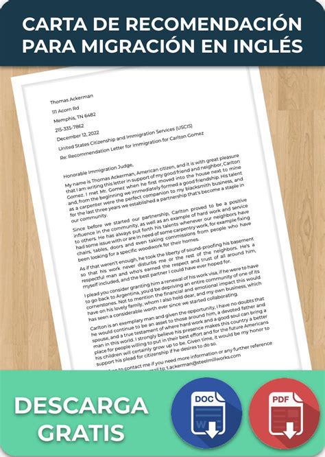 Carta de Recomendación en Inglés Ejemplos Word y