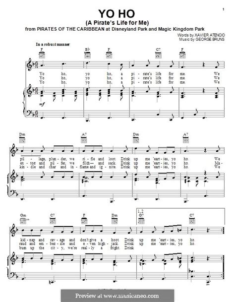 Yo Ho A Pirate S Life For Me By G Bruns Sheet Music On MusicaNeo