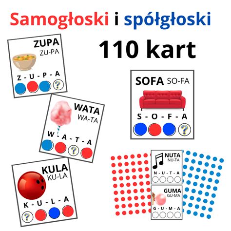 Samogłoski i spółgłoski Głoskowanie 110 kart