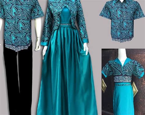 Contoh Model Baju Gamis Batik Kombinasi Polos Hobingeblog