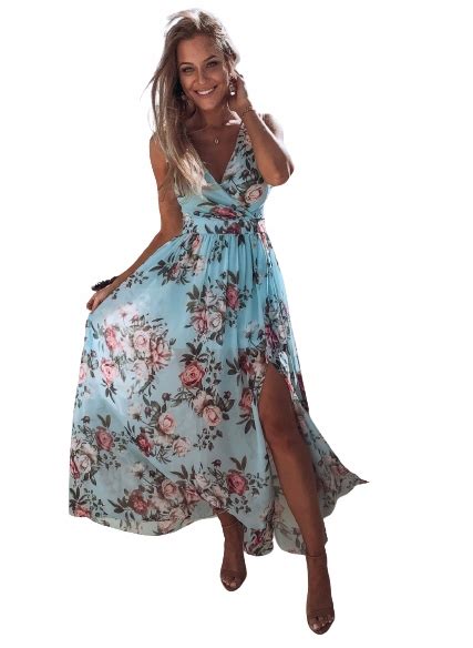Zwiewna sukienka w kwiaty z rozcięciem maxi 12754085956 Allegro pl