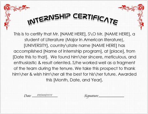 Certificate For Internship Completion