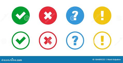 Check And Cross Question Mark And Exclamation Point Web Icon Set