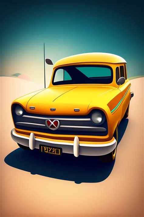 Lexica Simple Cartoonish Style Car Driving Down The Road