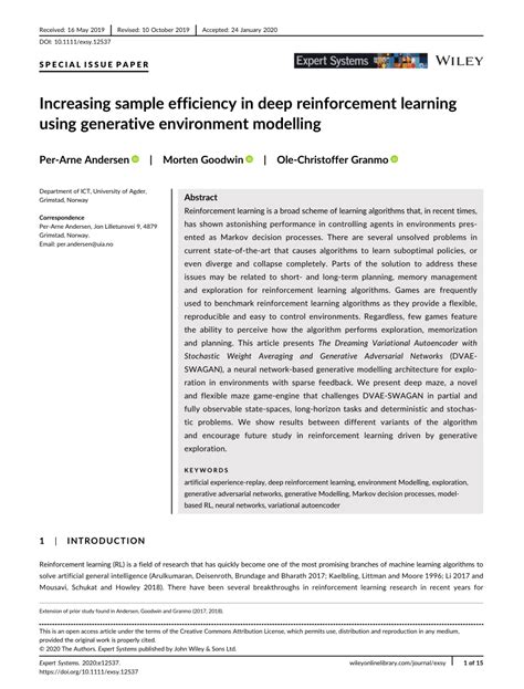pdf increasing sample efficiency in deep reinforcement learning using generative environment