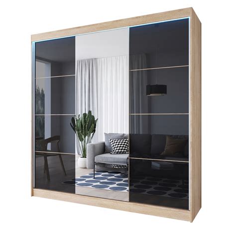 Szafa Przesuwna 180cm Z Lustrem Lacobel KOLORY LACO180 Sonoma Cena