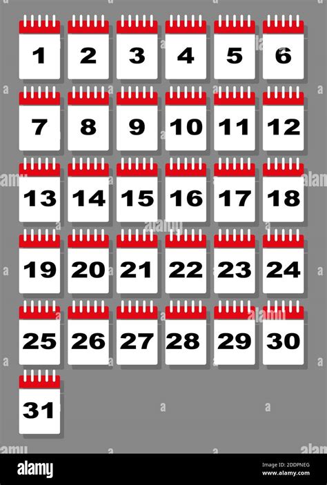 Conjunto de páginas de calendario desprendible Días del mes Estilo