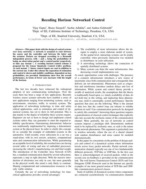 pdf receding horizon networked control