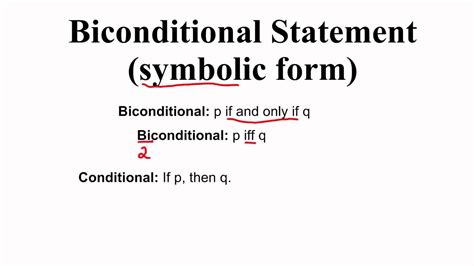 biconditional statement symbolic form youtube