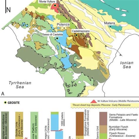 A Geological Sketch Map Of The Southern Apennines With Geosites B
