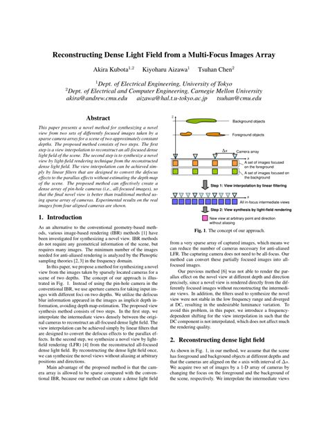 pdf reconstructing dense light field from multi focus images array for virtual view synthesis