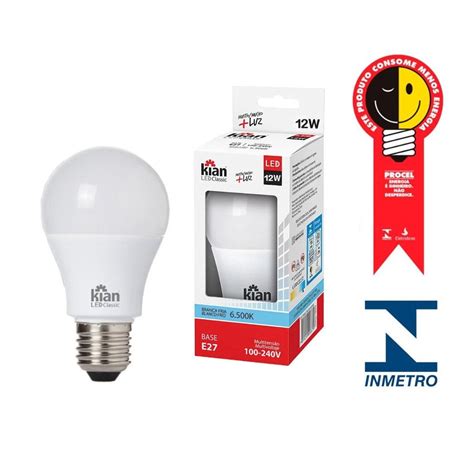 Lâmpada Bulbo Led 12w Branco Frio 6500k Bivolt Kian em Promoção