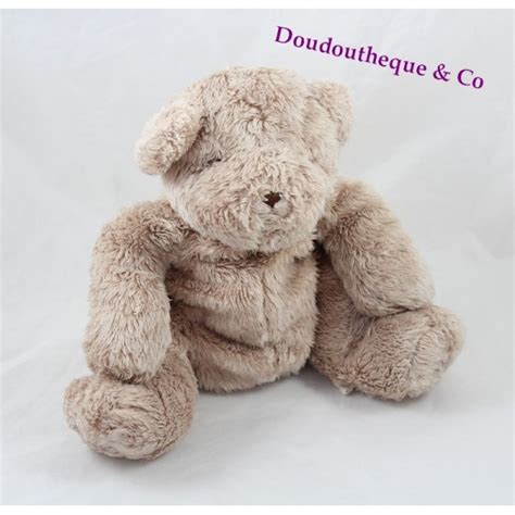Peluche ours DPAM Du pareil au même beige assis 22 cm SOS doudou