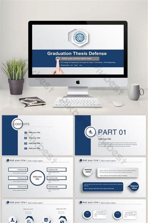 Plantilla Ppt De Defensa De Tesis De Graduación Micro Estéreo Azul