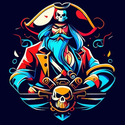 Schatzinsel Kapit N Vector Piratenkunst Premium Vektor