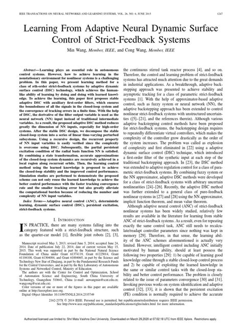 learning from adaptive neural dynamic surface control of strict feedback systems pdf