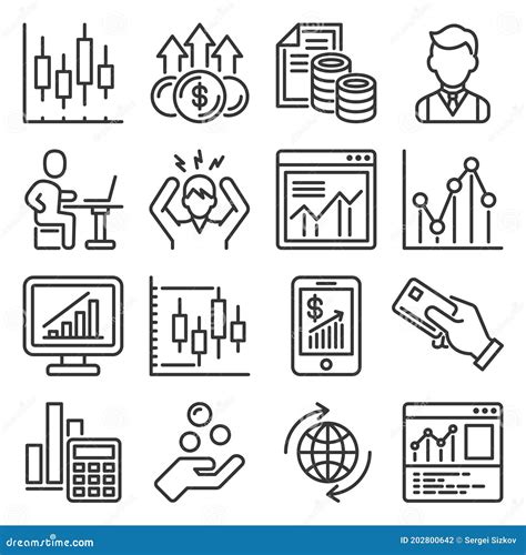 Conjunto De Iconos Empresariales Y Financieros De Inversión Vector