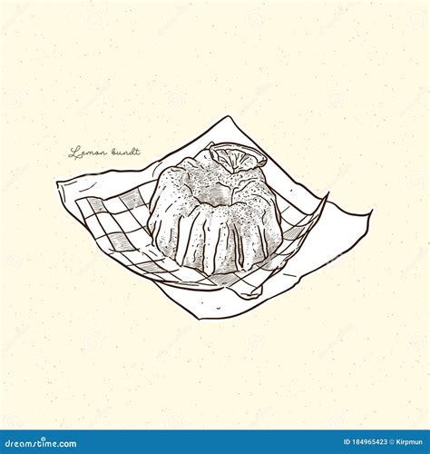 Lemon Bundt Cake Hand Draw Sketch Vector Stock Vector Illustration