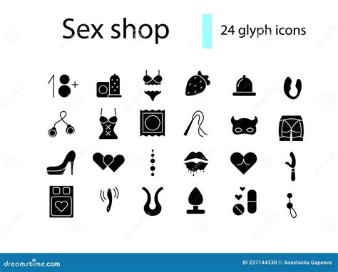 Erotic Goods Glyph Icons Set Sex Shop Adult Toys Products For Making