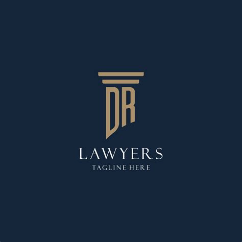 DR Initial Monogram Logo For Law Office Lawyer Advocate With Pillar