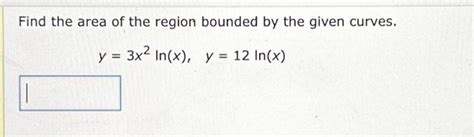solved find the area of the region bounded by the given