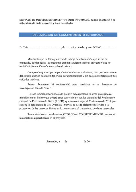 Consentimiento Informado Consentimiento Informado Para Anamnesis El