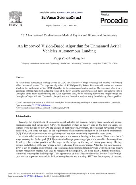 pdf improved vision based algorithm for unmanned aerial vehicles autonomous landing