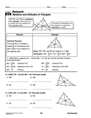 5 3 Reteaching Medians And Altitudes Fill Online Printable Fillable