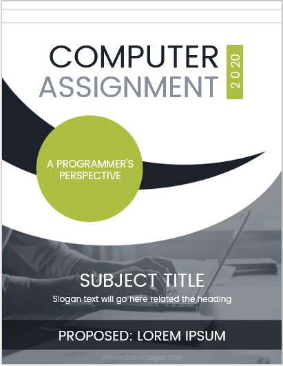 Computer Assignment Cover Page Templates For Ms Word Ms Word Cover