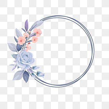 Aquarela Flor Azul Em Círculo PNG Flor Casamento Aguarela Imagem