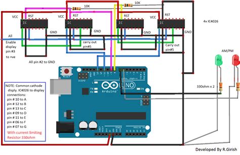 7 Segment Digital Clock Circuit Using Arduino