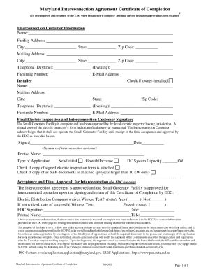 Fillable Online Pepco MD Level 1 Interconnection Application