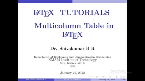 latex tutorial 10 multicolumn table in latex youtube