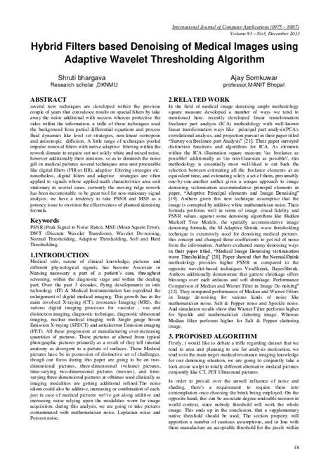 pdf wavelet based denoising of medical images using sub band adaptive thresholding through