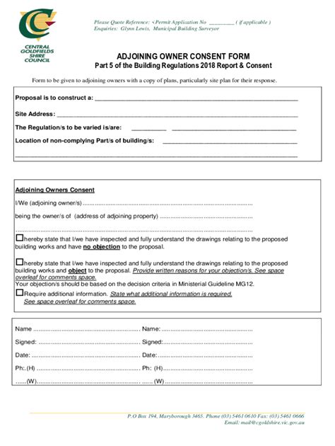 Fillable Online ADJOINING OWNER CONSENT FORM Part 5 Of The Building