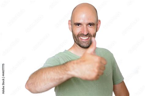 Lachender Mann Mit Daumen Hoch Stock Photo Adobe Stock